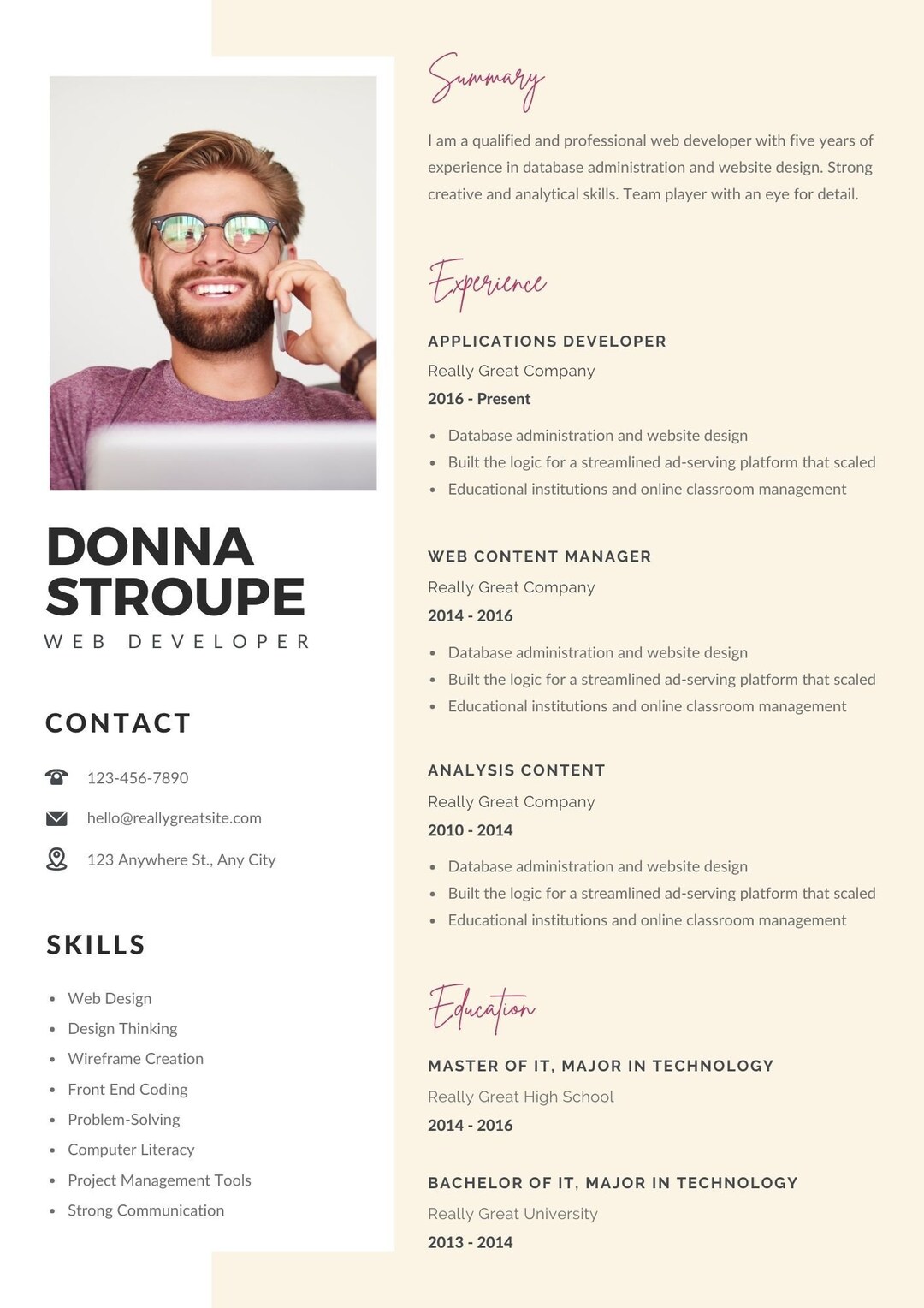 Simple, Minimalist, and Editable Resume Template Easy to Customize for ...
