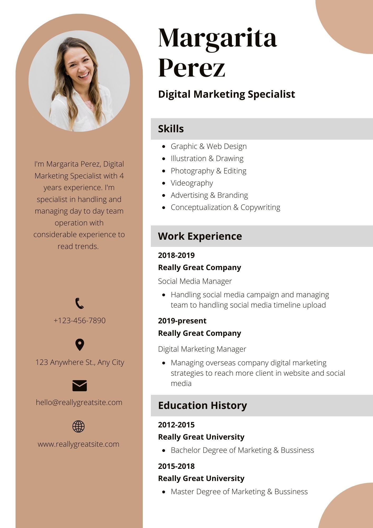 Simple, Minimalist, and Editable Resume Template Easy to Customize for ...