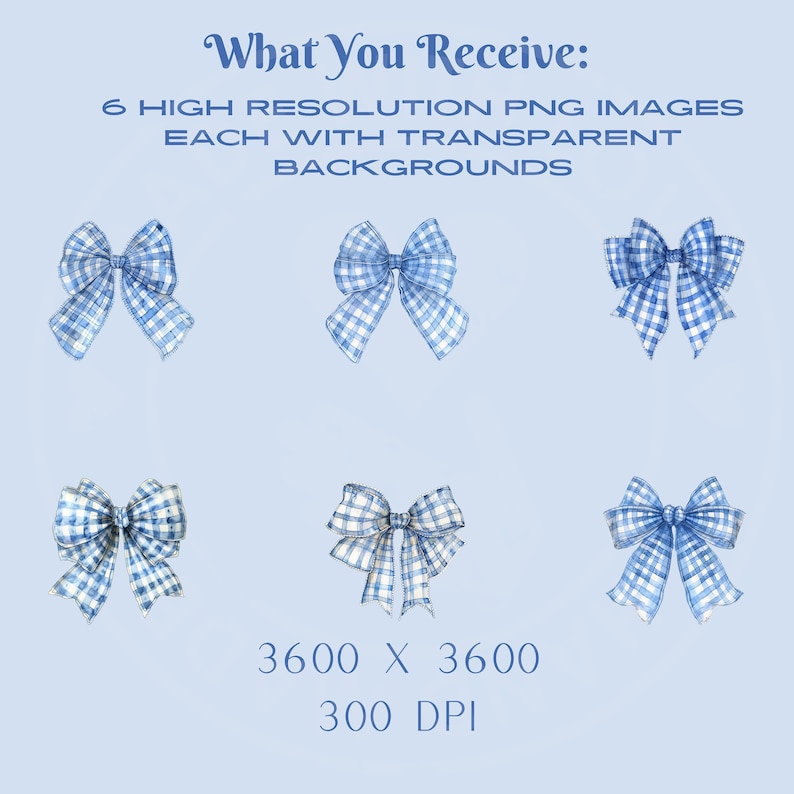Blue Gingham Bow Clipart, PNG, Nursery, Invitations, Sublimation, Home ...
