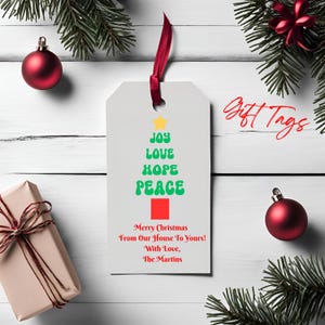 Christmas Tree SVG Cut File, Joy Love Hope Peace Design (digital ...