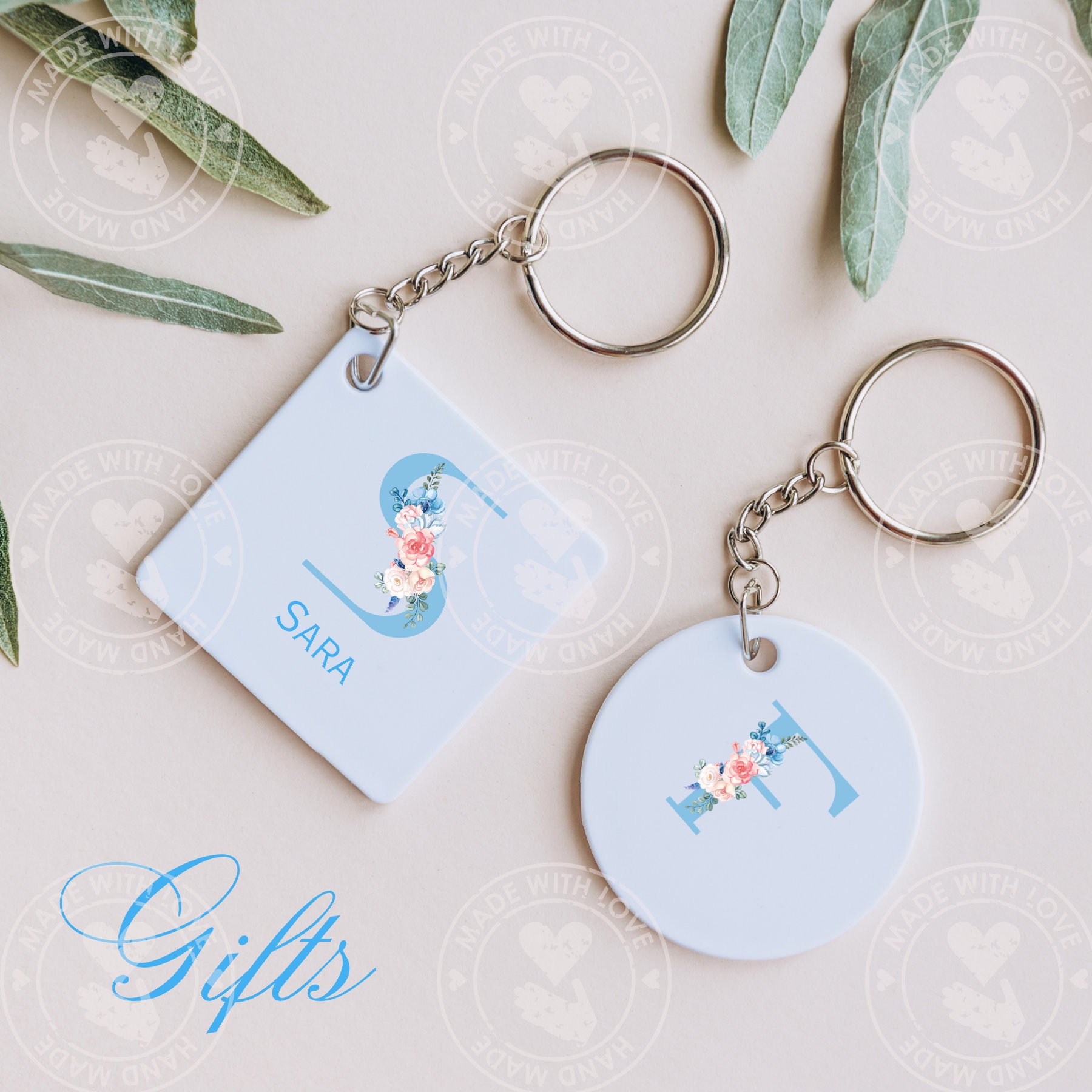 Watercolor Blue Floral Alphabet, Monogram, PNG, Instant Download ...