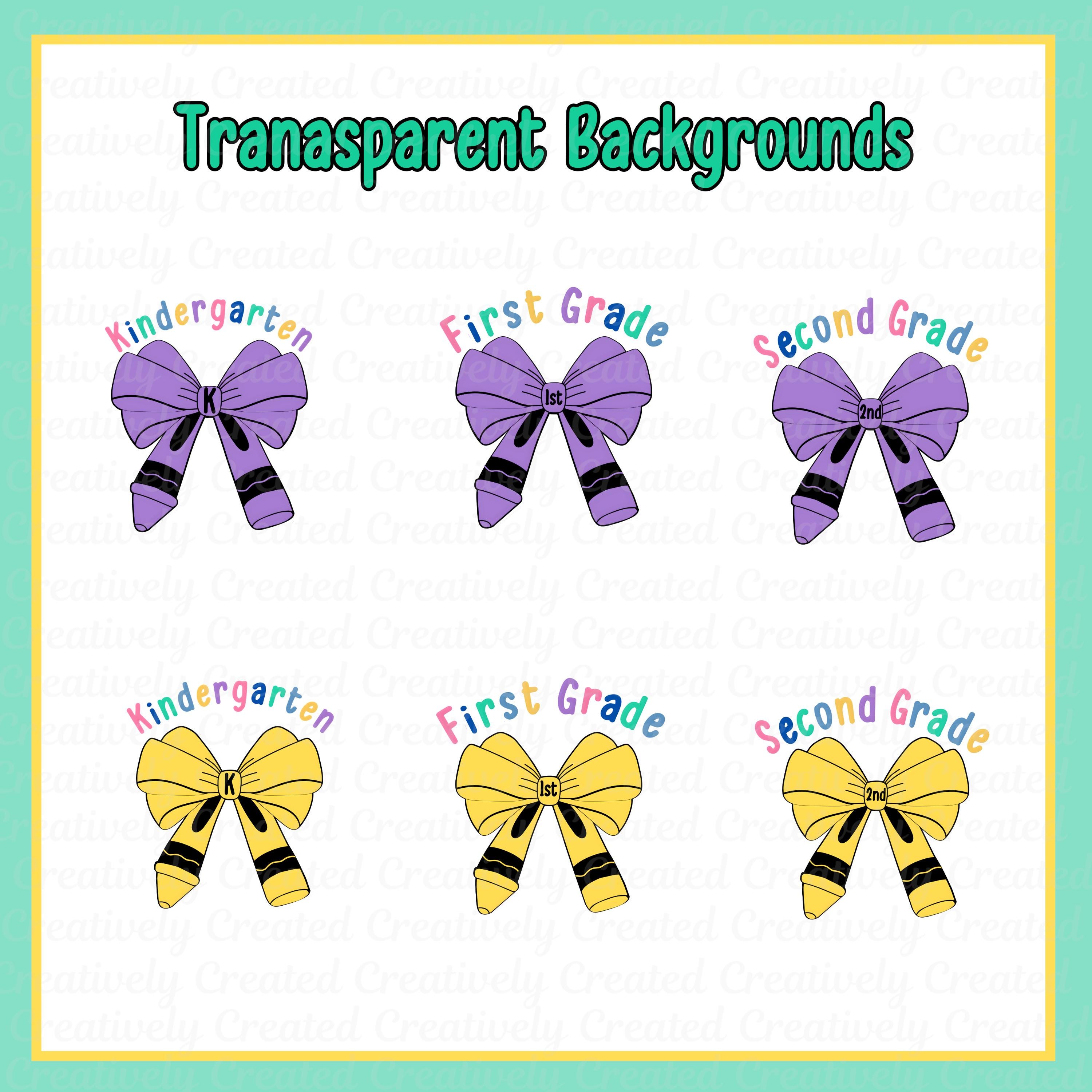 18 Crayon Bow PNG Images in 6 Colors, Kindergarten, First Grade, Second ...