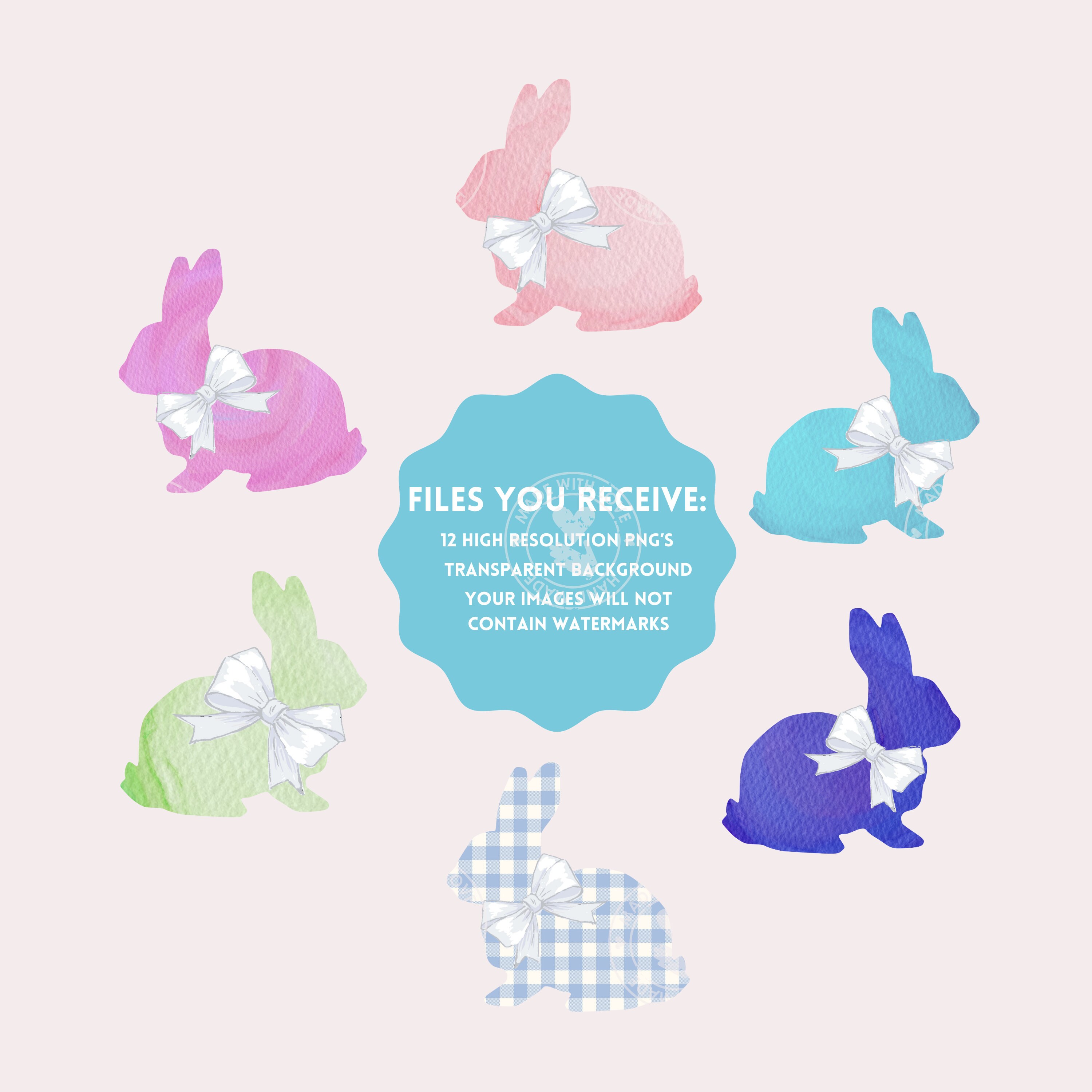 Charming Watercolor Pastel Bunny Clipart, Easter, Spring, Nursery ...