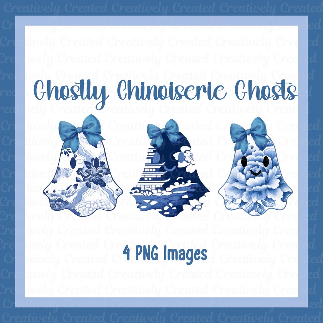 Ghostly Chinoiserie Ghosts Clipart Set, 4 PNG Images, Halloween, Spooky ...