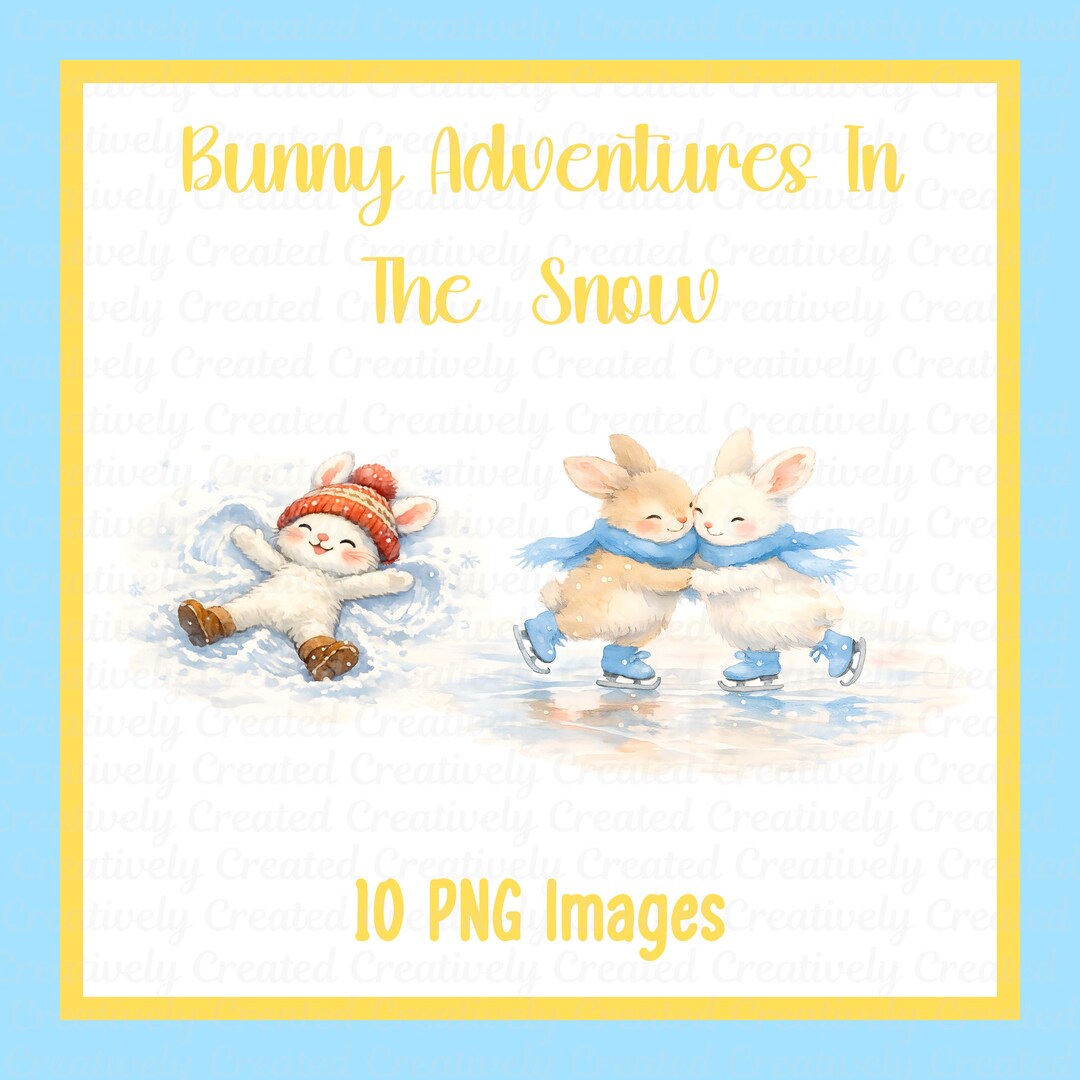 Watercolor Winter Bunny Clipart Set, Snow Rabbit PNG (digital Download ...