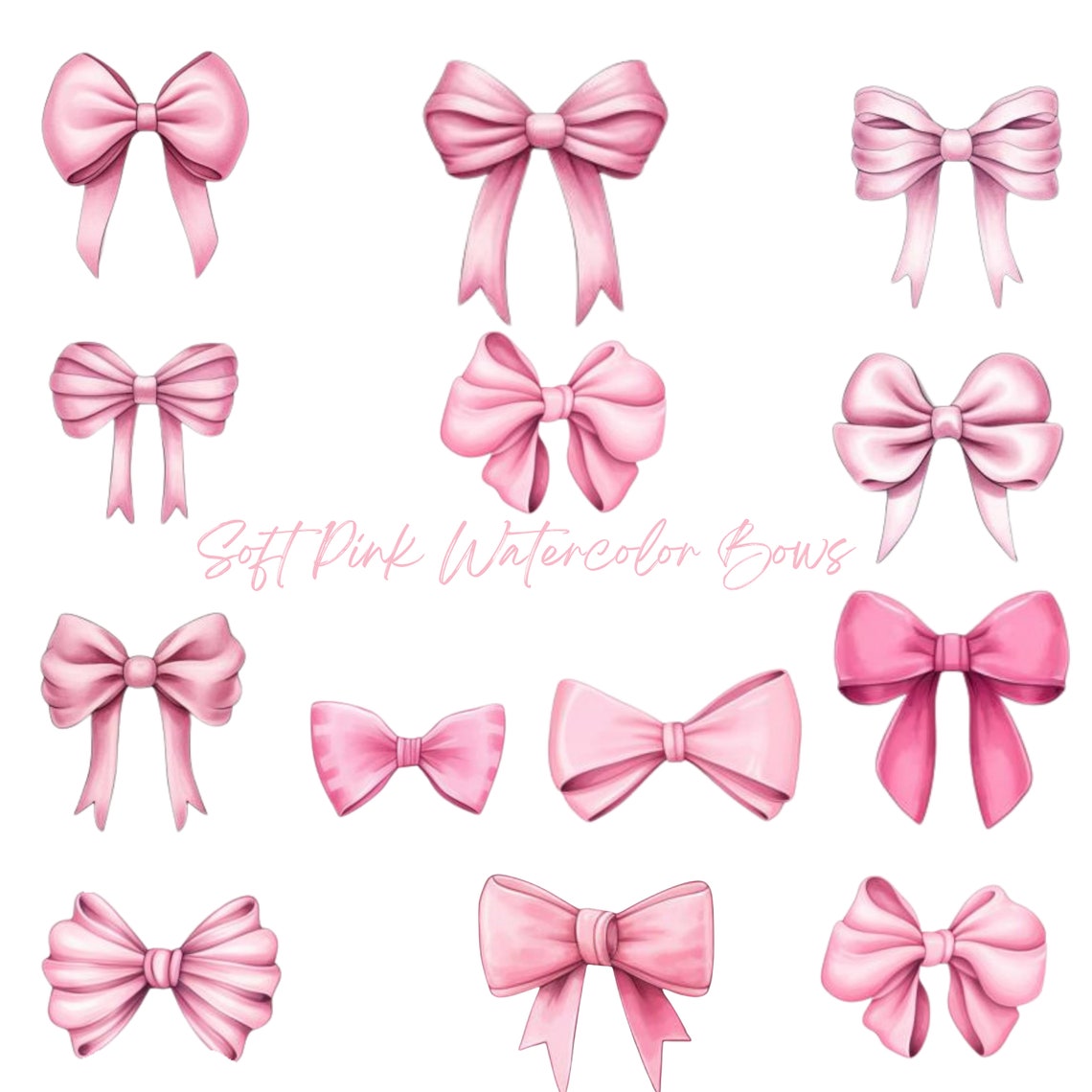 Bow Clip Art, Pink Bows, Hand Drawn Bow Clip Art, Ribbon Clip Art, Baby ...