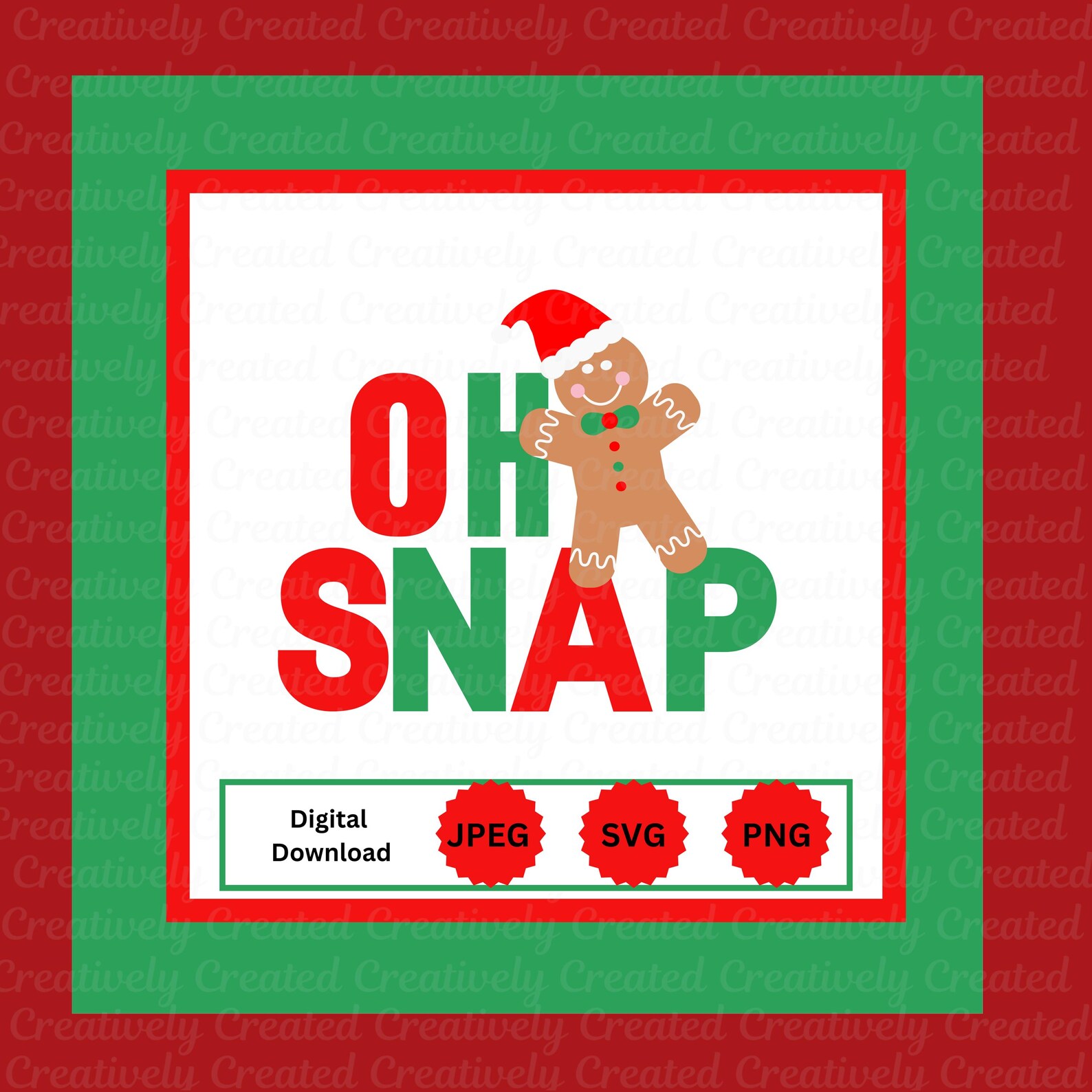 Oh Snap Gingerbread Man Christmas Clipart (PNG, SVG, JPEG) - Etsy