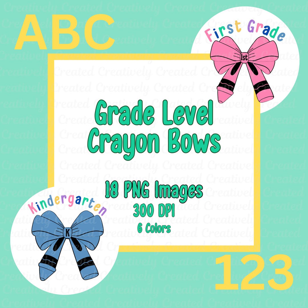 18 Crayon Bow PNG Images in 6 Colors, Kindergarten, First Grade, Second ...
