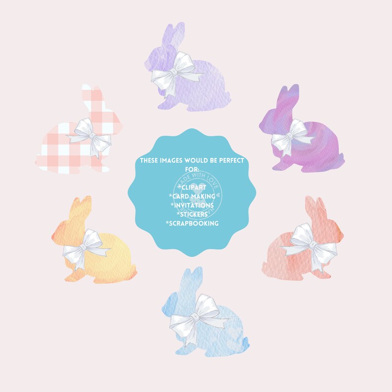 Charming Watercolor Pastel Bunny Clipart, Easter, Spring, Nursery ...