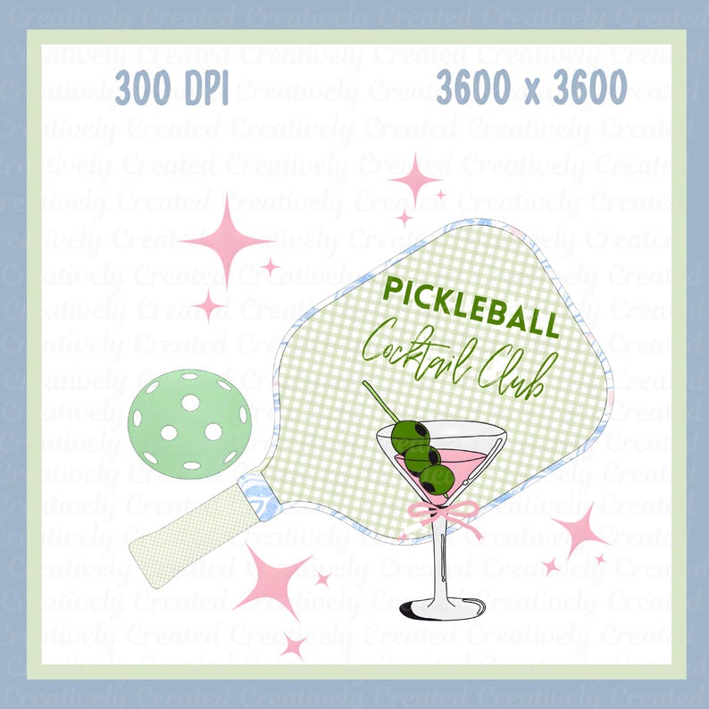 Pastel Pickleball Clipart, Social & Cocktail Club Designs (digital ...