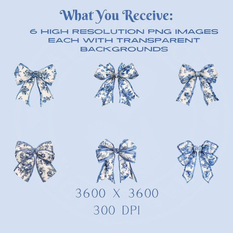 Blue Toile Bow Clipart, PNG, Nursery, Invitations, Sublimation, Home ...