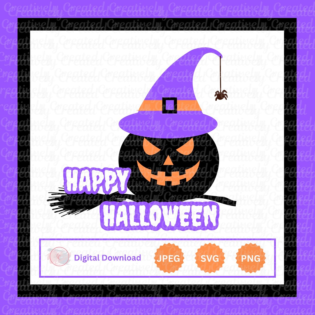 Happy Halloween Witchy Pumpkin SVG, Spiders, Halloween Digital Download ...