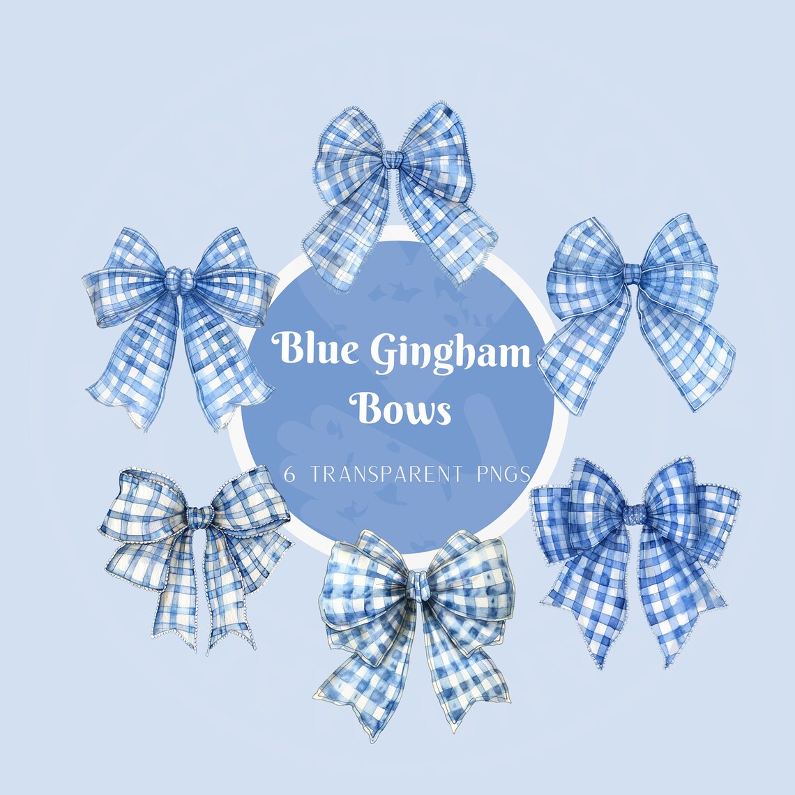 Blue Gingham Bow Clipart, PNG, Nursery, Invitations, Sublimation, Home ...