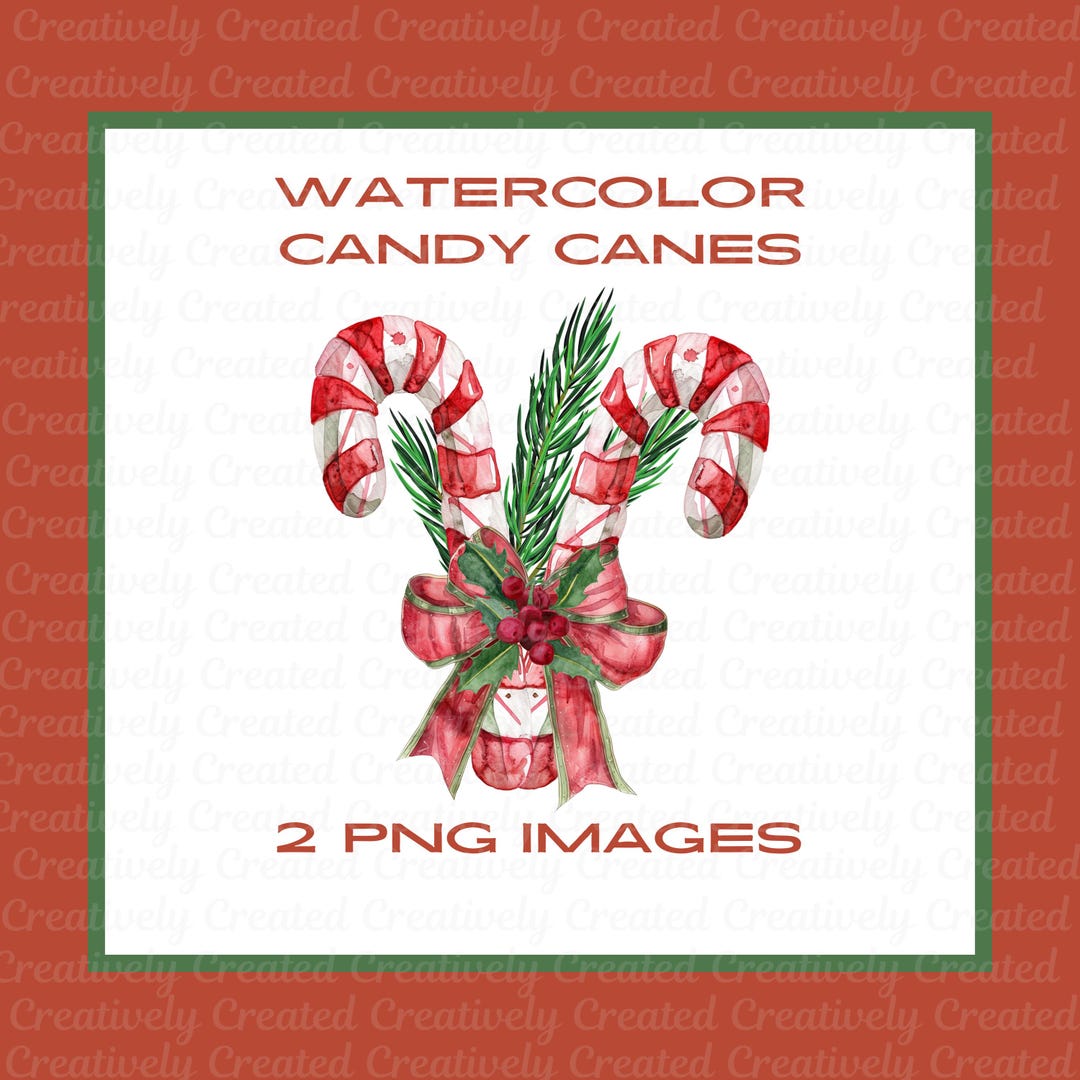 Watercolor Candy Cane Clipart, Festive Christmas PNG (digital Download ...