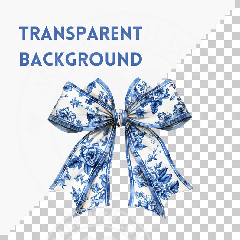 Blue Toile Bow Clipart, PNG, Nursery, Invitations, Sublimation, Home ...