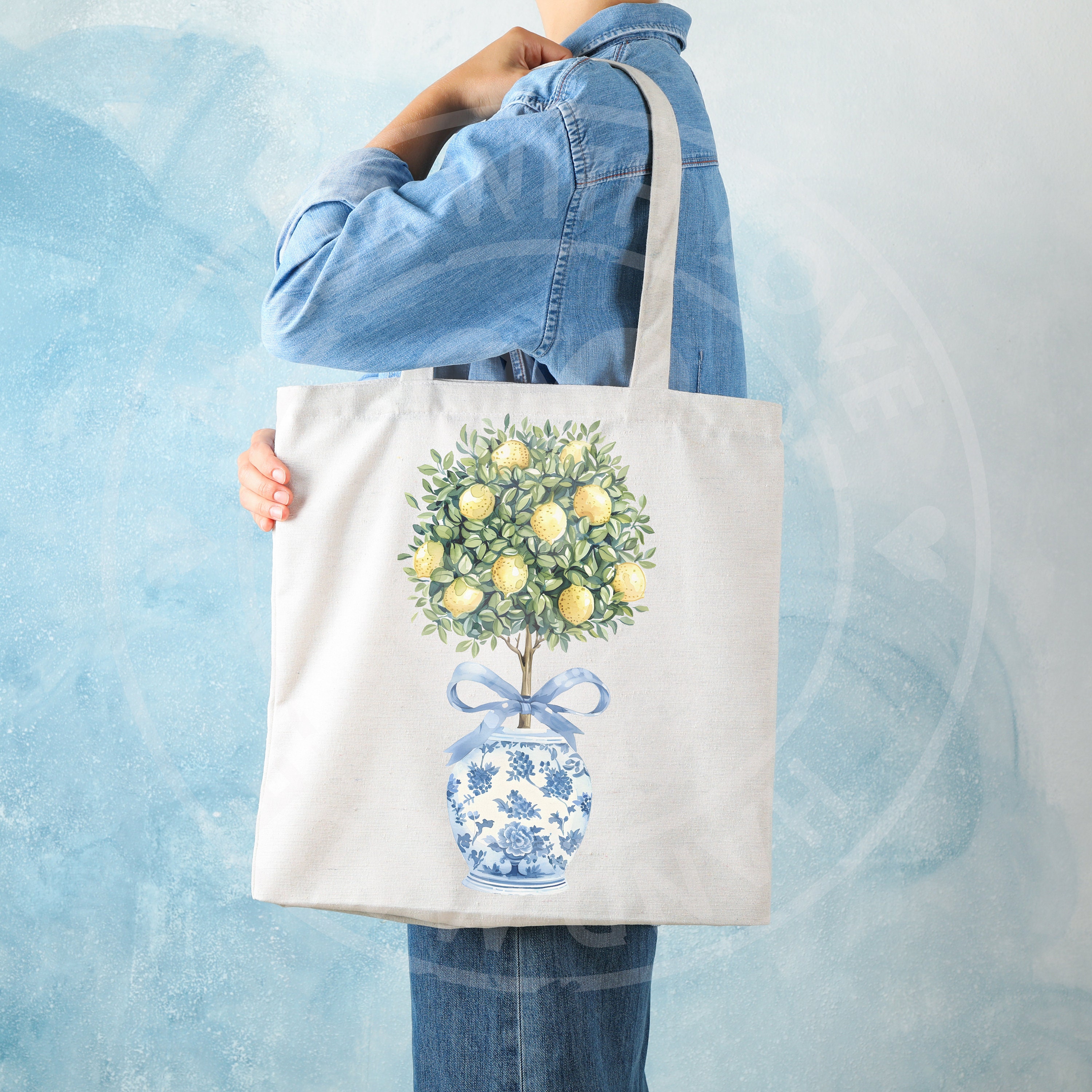 Watercolor Lemon Tree Clipart, Chinoiserie Planters (pngs) - Etsy
