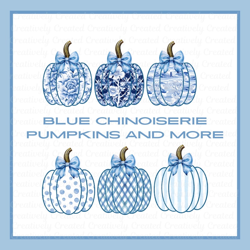 Blue and White Pumpkin Clipart - Etsy