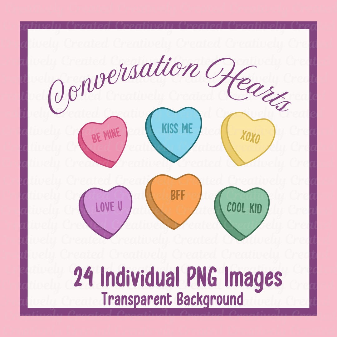 Conversation Hearts PNG , Valentine’s Day Clipart, Cute Candy Heart ...
