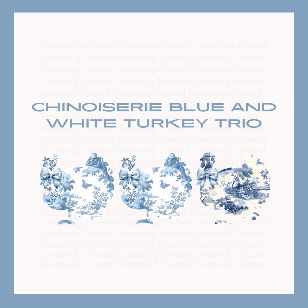 Beautiful Trio of Blue and White Chinoiserie Turkeys, Thanksgiving ...