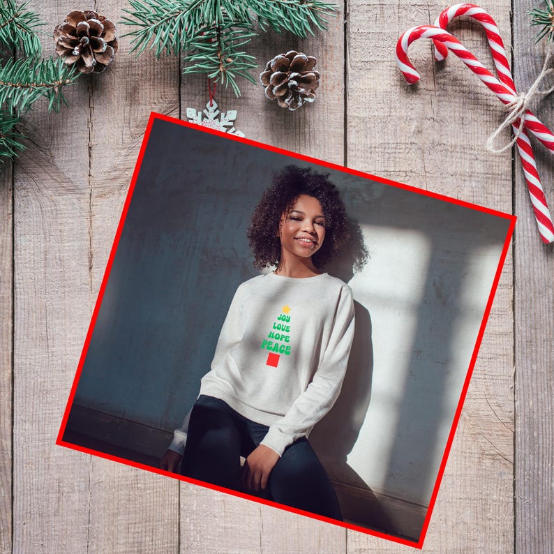 Christmas Tree SVG Cut File, Joy Love Hope Peace Design (digital ...