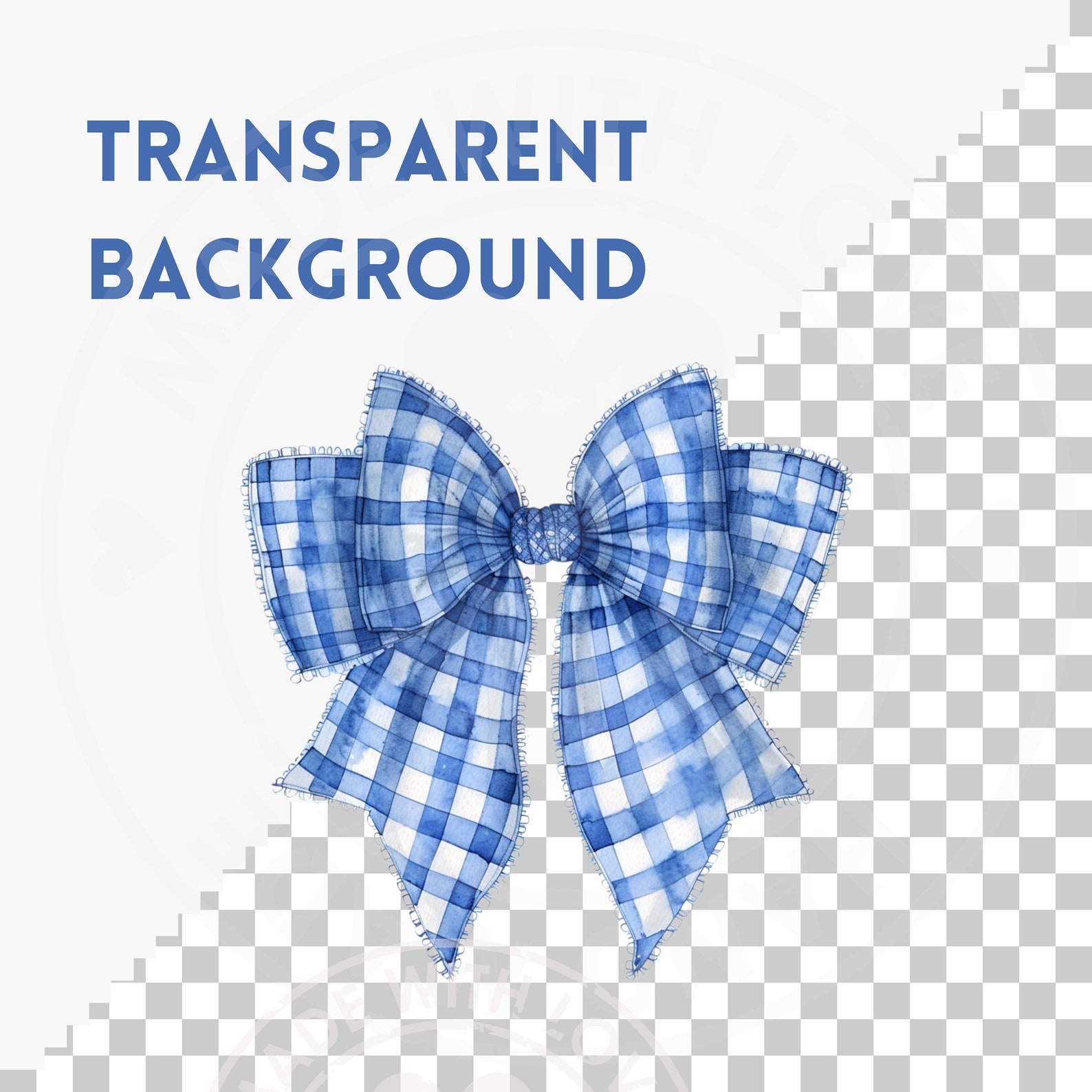 Blue Gingham Bow Clipart, PNG, Nursery, Invitations, Sublimation, Home ...