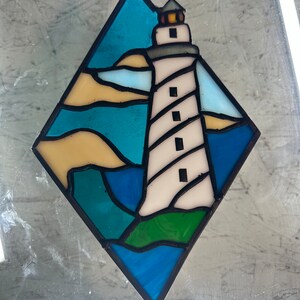 Stained Glass Lighthouse Scene Window Hang/suncatcher - Etsy