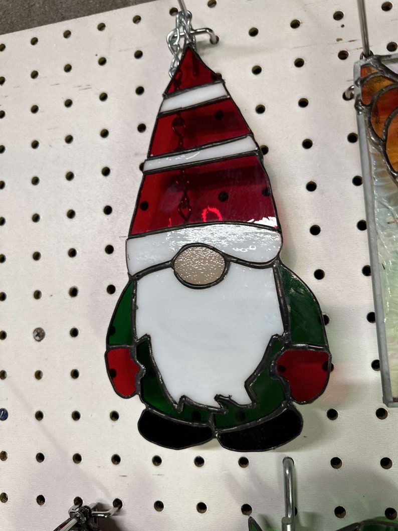 Stained Glass Christmas Gnome Window Hang/suncatcher - Etsy