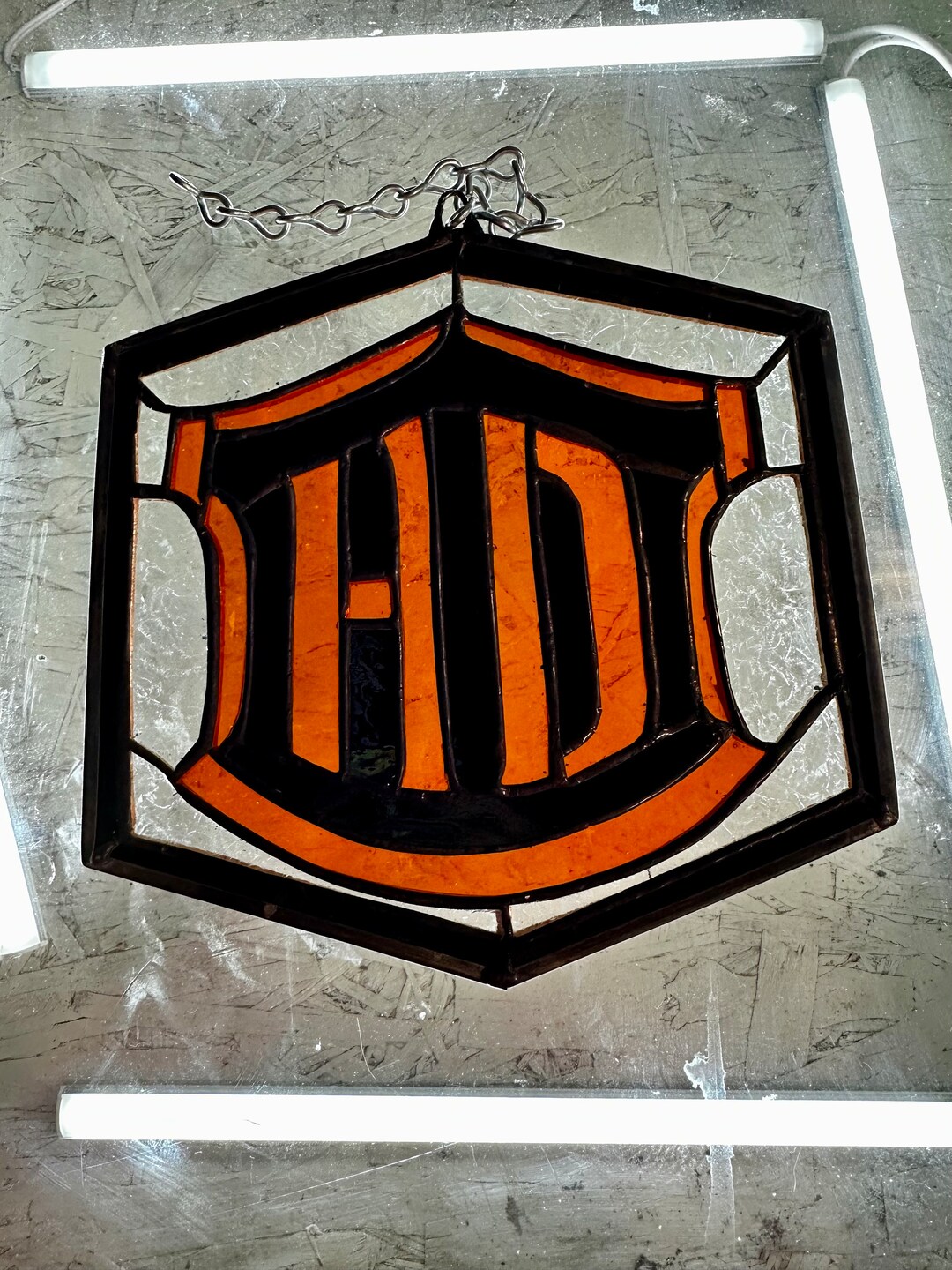 Harley Davidson Stained Glass Window Hang/suncatcher - Etsy