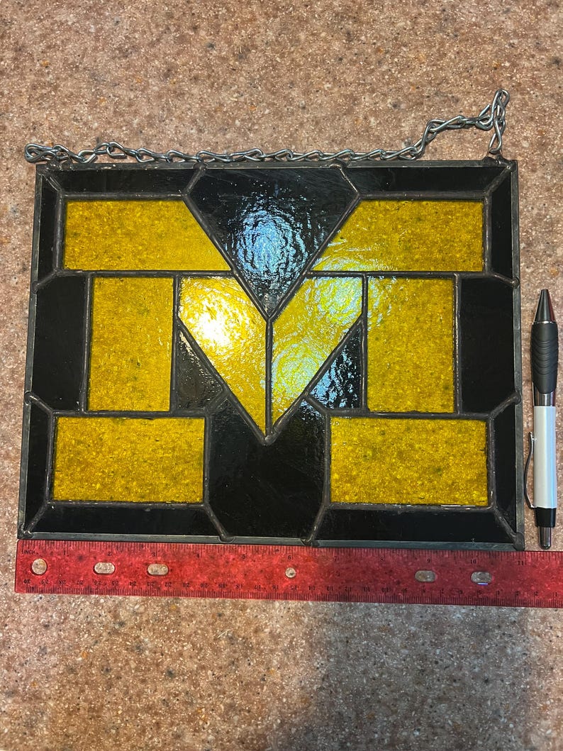 University of Michigan Stained Glass Window Hang/suncatcher - Etsy
