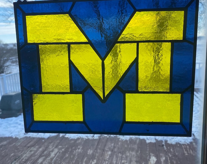 University of Michigan Stained Glass Suncatcher U of M Wolverines ...