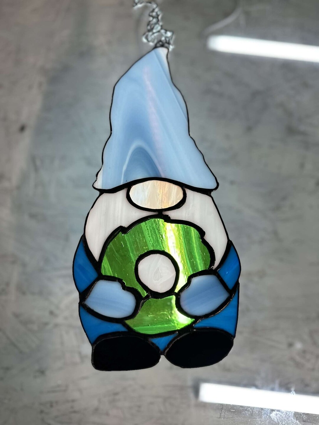 Stained Glass Christmas Gnome Holding Wreath Window Hang/suncatcher - Etsy