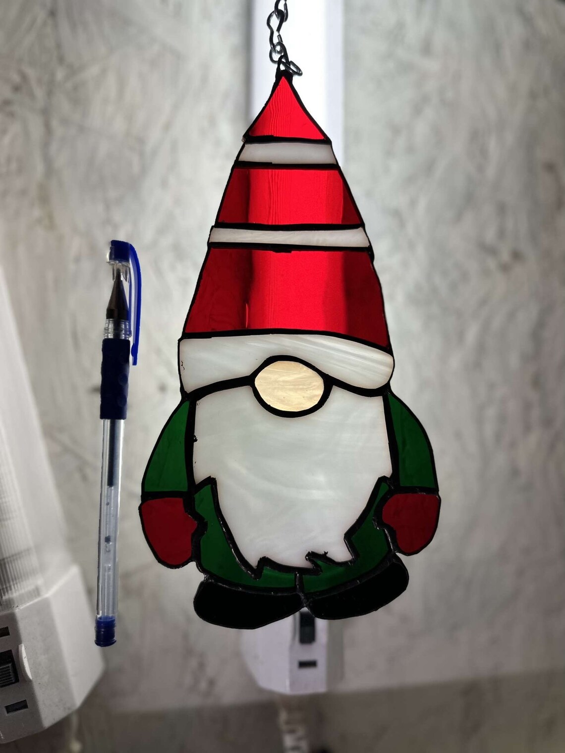 Stained Glass Christmas Gnome Window Hang/suncatcher - Etsy