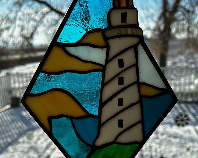 Stained Glass Lighthouse Scene Window Hang/suncatcher - Etsy