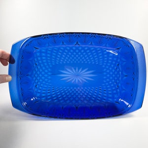 Cobalt Blue Baking Dish Maker France 14 Beautiful Leaf and Diamond Cut ...