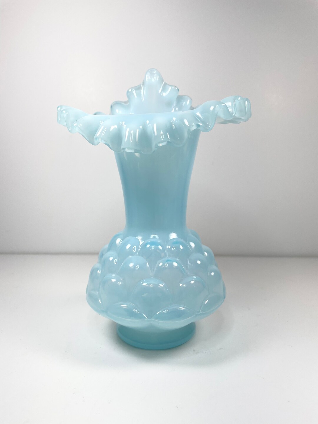 Fenton Blue Opaline Jack in the Pulpit Vase Art Glass - Etsy Australia