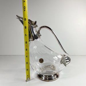 Vintage Glass Silverplate Duck Swan Goose Glass Decanter Pitcher Art ...