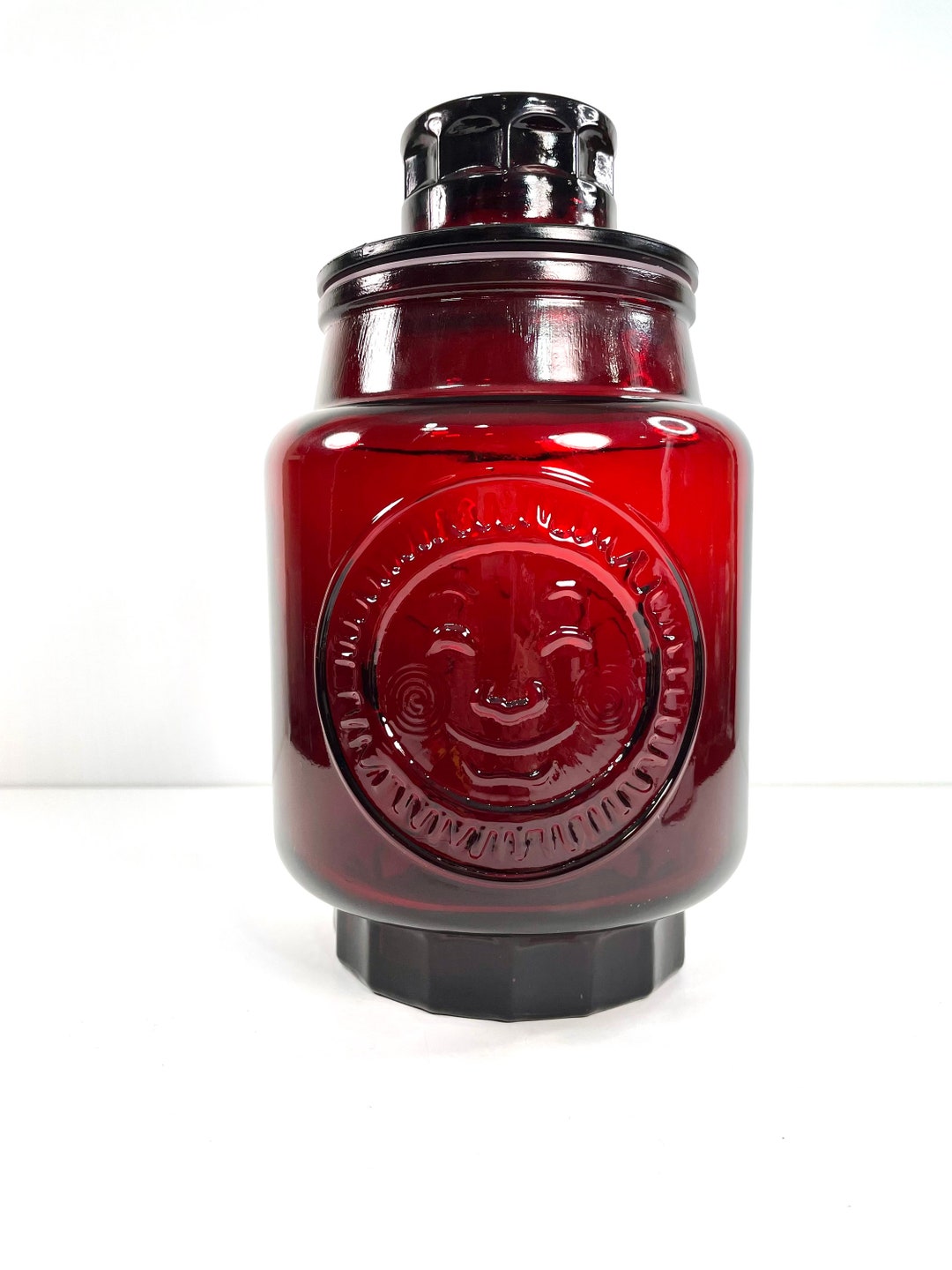 Vintage Wheaton Red Red Glass Jar With Sun and Rooster - Etsy