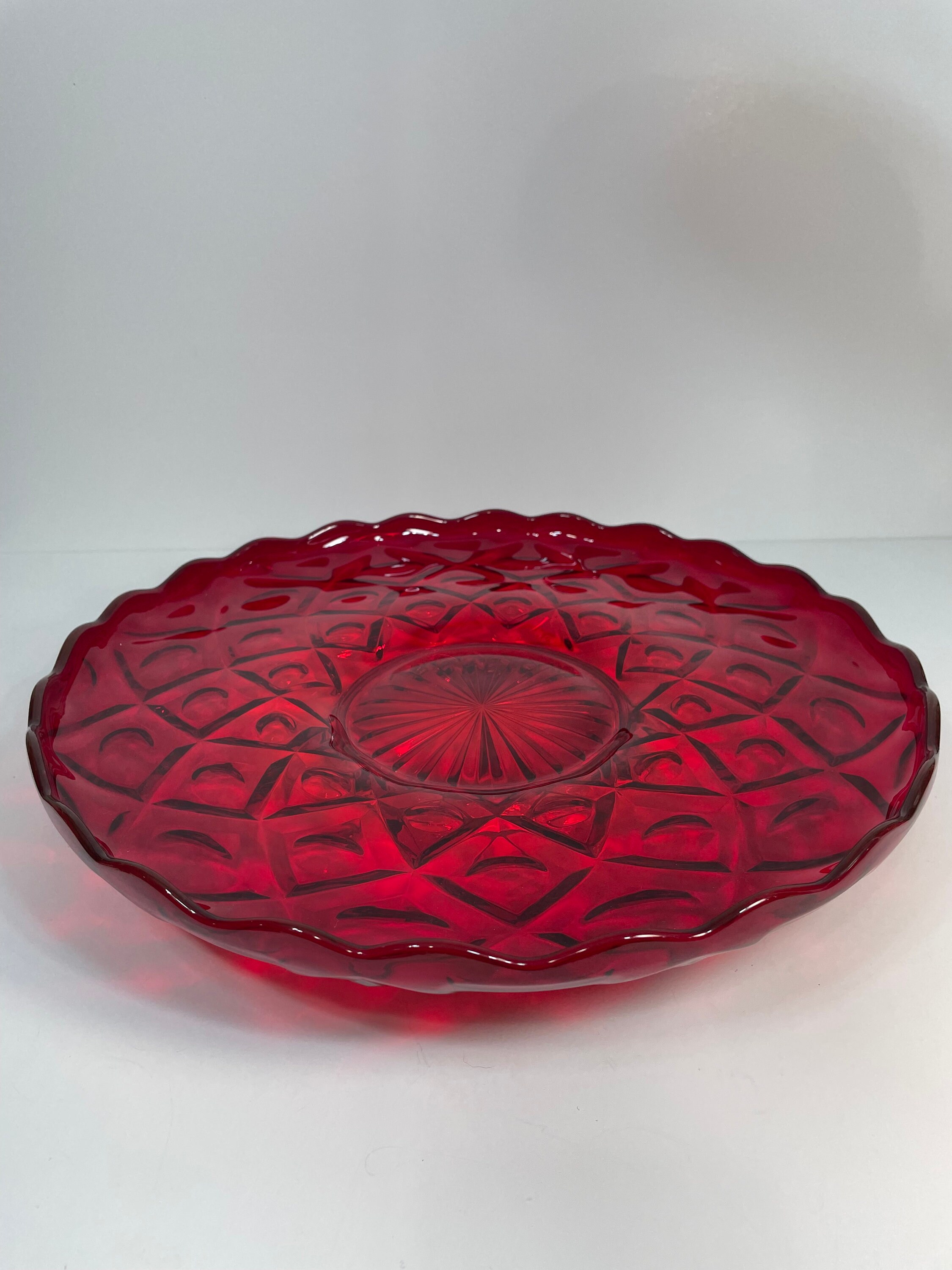 Viking Cadmium Diamond Thumbprint Ruby Red Viking Plater 13 Vintage - Etsy