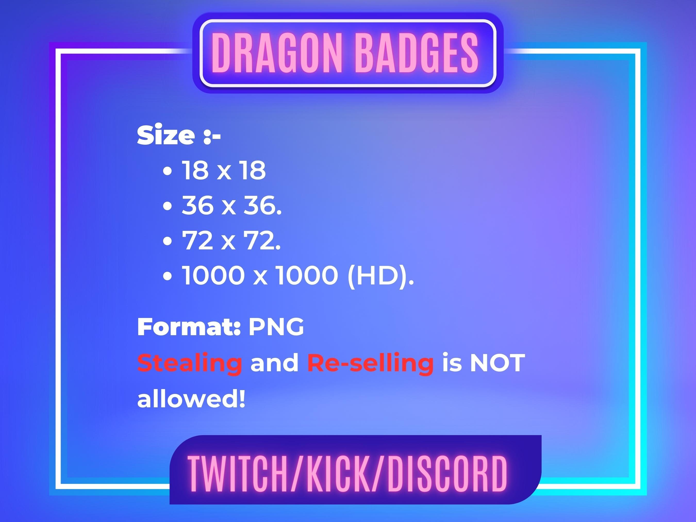 Twitch Dragon Sub/bit Badges for Twitch, Discord, and Kick | Ideal for ...