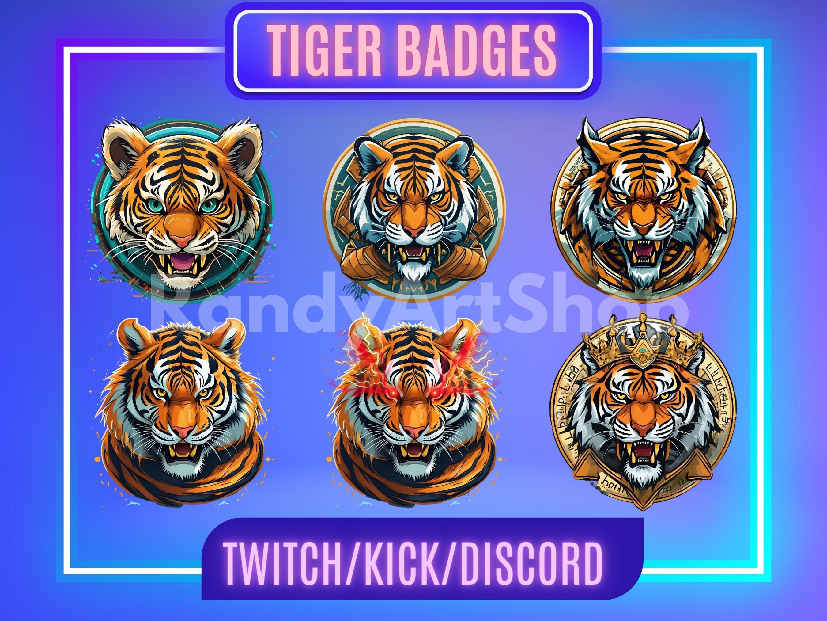 Roaring Tiger Twitch Sub Badges, Bit Badges, Streamer Icons, Youtube ...