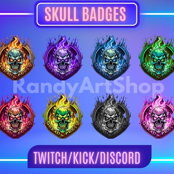 Twitch Skull Subscriber Badges | Channel Points | Discord Role - Etsy