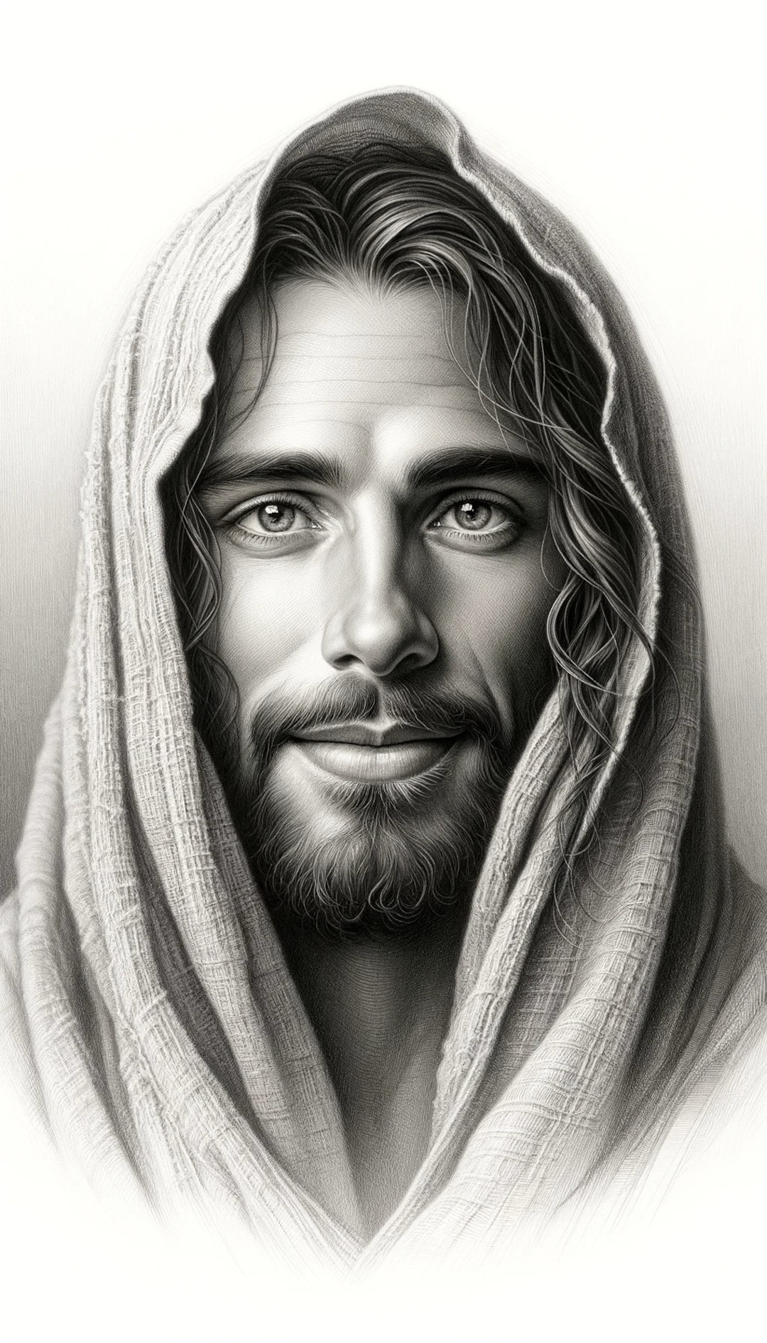 Glimmer of Hope: Pencil Sketch Style Christ Portrait, Digital Download ...