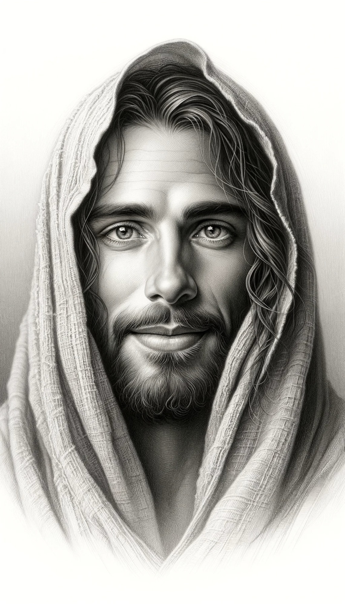 Glimmer of Hope: Pencil Sketch Style Christ Portrait, Digital Download ...