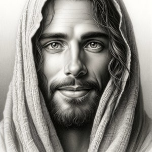Glimmer of Hope: Pencil Sketch Style Christ Portrait, Digital Download ...