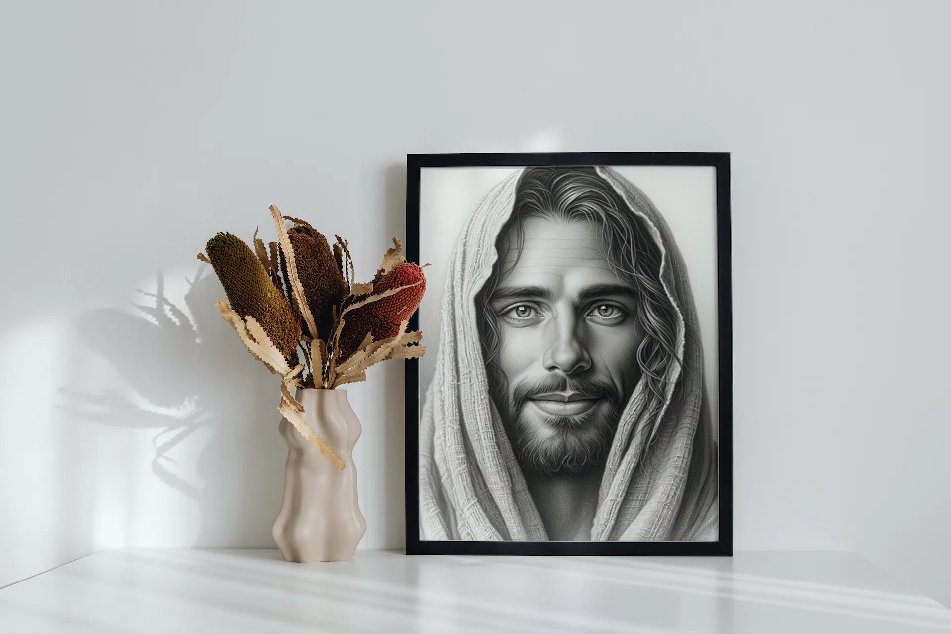 Glimmer of Hope: Pencil Sketch Style Christ Portrait, Digital Download ...