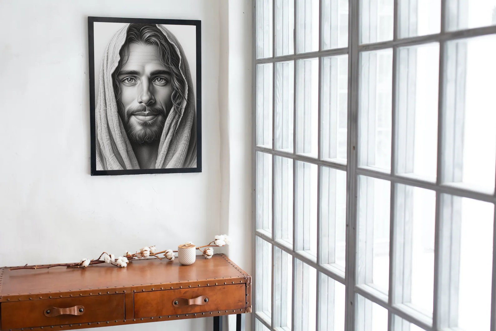 Glimmer of Hope: Pencil Sketch Style Christ Portrait, Digital Download ...