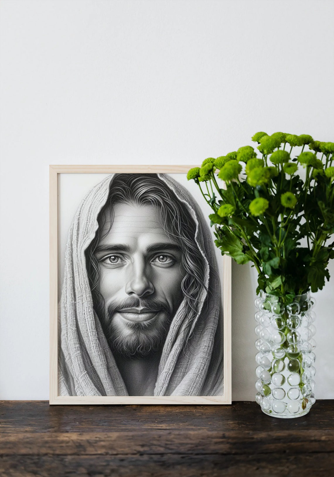 Glimmer of Hope: Pencil Sketch Style Christ Portrait, Digital Download ...