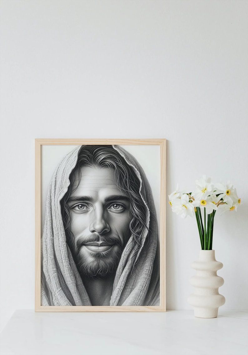 Glimmer of Hope: Pencil Sketch Style Christ Portrait, Digital Download ...