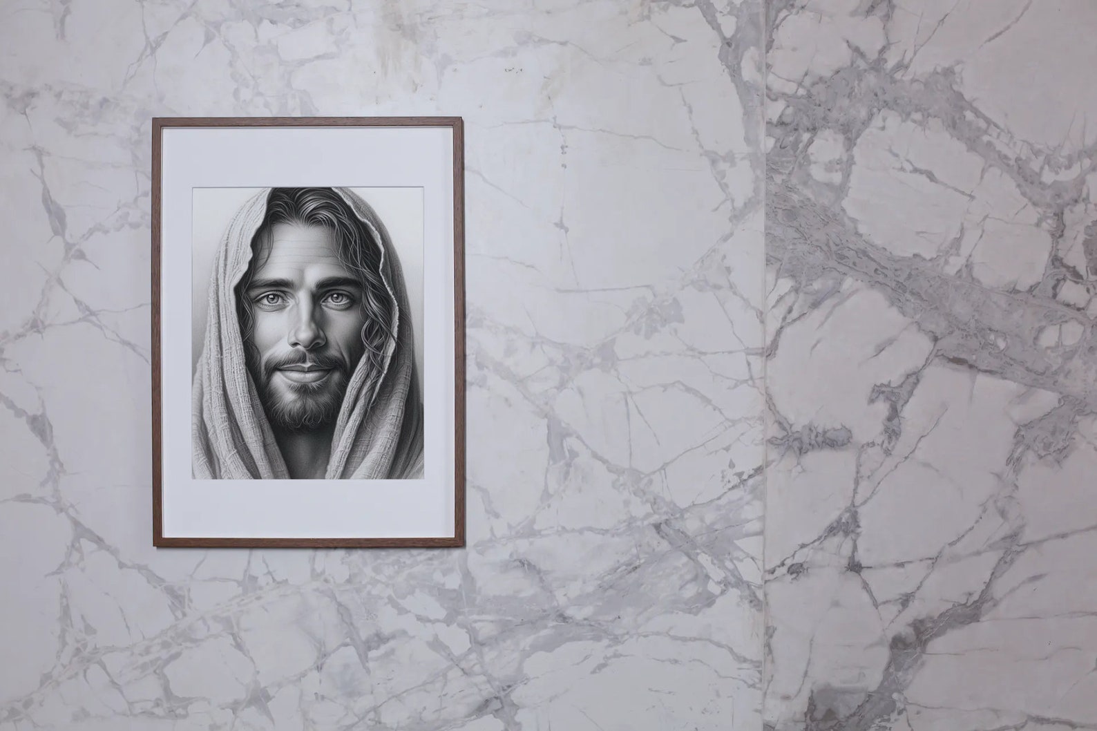 Glimmer of Hope: Pencil Sketch Style Christ Portrait, Digital Download ...