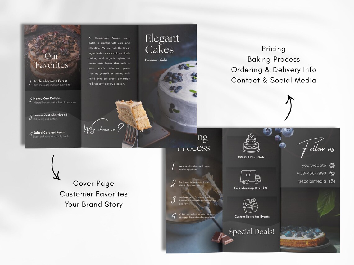 Cake Business Brochure Template Canva Bakery Menu Price List Pastry ...